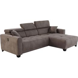 Jockenh&ouml;fer Ecksofa JOCKENH&Ouml;FER GRUPPE "Cremona L-Form, B: 263 cm, mit 30 cm elektr. Sitztiefenverstellung", braun 415, 08, B:263cm T:115cm, Korpus: 100% Polyester;Kissen: 100% Polyester, Sofas, Ecksofa, 140kg Belastbarkeit je Sitz, Kopfteilverstellung & USB-Anschluss