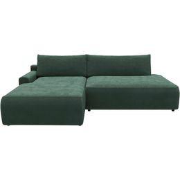 Ecksofa Trendmanufaktur "Prag, Schlafsofa mit Bettkasten, Couch in L-Form, Breite 253 cm", dunkelgr&uuml;n, B:253cm H:82cm T:167cm, 92%Polyester, 8%Polyamide, Sofas, Ecksofa, in Cordstoff HYPER, dunkelgr&uuml;n, Recamiere links