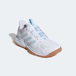 Hallenschuh adidas Performance "COURT FLIGHT", Damen, Gr. 38,5, cloud wei&szlig;, ice blau, gum10, Synthetik, Textil, Schuhe Hallenschuh, Volleyballschuh