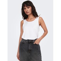 Tanktop Only "ONLMOSTER S/L TANK TOP JRS NOOS", Damen, Gr. M, wei&szlig;, Jersey, Obermaterial: 75% Viskose, 20% Polyester, 5% Elasthan, unifarben, regular fit normal, Rundhals, Tops Tanktop