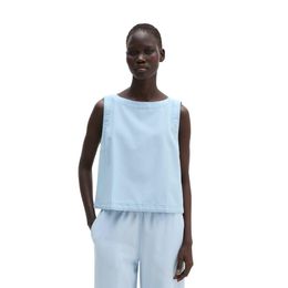 Marc O'Polo Blusentop MARC O'POLO "mit Tencel&trade; Lyocell", Damen, Gr. 32, blau (light blau), Obermaterial: 82% Baumwolle, 18% Lyocell, unifarben, relaxed fit bauchfrei, U-Boot-Ausschnitt, normaler Saum, Blusen Blusentop