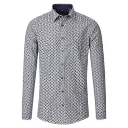 Langarmhemd Casamoda "Casamoda Freizeithemd Print", Herren, Gr. L, Normalgr&ouml;&szlig;en, grau, 100% Baumwolle, bedruckt, comfort fit, Hemden