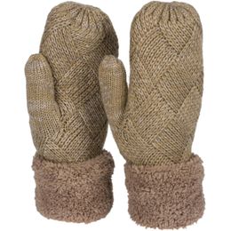 F&auml;ustlinge styleBREAKER "Strickhandschuhe F&auml;ustlinge mit Rauten Muster und Fleece", Damen, braun, Obermaterial: 100% Polyacryl PAN., Modisch, Handschuhe F&auml;ustlinge