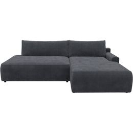 Ecksofa Trendmanufaktur "Prag, Schlafsofa mit Bettkasten, Couch in L-Form, Breite 253 cm", dunkelgrau, B:253cm H:82cm T:167cm, 92%Polyester, 8%Polyamide, Sofas, Ecksofa, in Cordstoff HYPER, dunkelgrau, Recamiere rechts