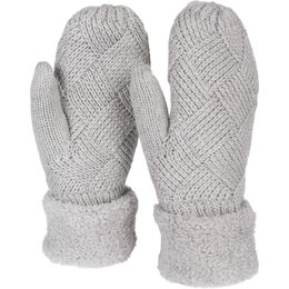 F&auml;ustlinge styleBREAKER "Strickhandschuhe F&auml;ustlinge mit Rauten Muster und Fleece", Damen, grau (hellgrau), Obermaterial: 100% Polyacryl PAN., Modisch, Handschuhe F&auml;ustlinge