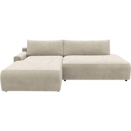 Ecksofa Trendmanufaktur "Prag, Schlafsofa mit Bettkasten, Couch in L-Form, Breite 253 cm", cream, B:253cm H:82cm T:167cm, 92%Polyester, 8%Polyamide, Sofas, Ecksofa, in Cordstoff HYPER, cream, Recamiere links
