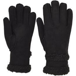 Fleecehandschuhe styleBREAKER "Handschuhe Wildleder Optik mit Teddyfleece", Damen, schwarz, Obermaterial: 5% Elasthan EL. 95% Polyester PES., Modisch, Handschuhe