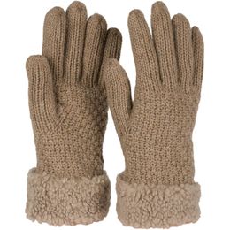 Strickhandschuhe styleBREAKER "Strickhandschuhe mit Perlmuster und Fleece", Damen, braun, Obermaterial: 70% Polyacryl PAN. 30% Wolle WO., Modisch, Handschuhe