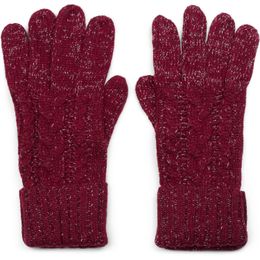 Strickhandschuhe styleBREAKER "Strick Handschuhe mit Zopfmuster und Metallic Faden", Damen, rot (bordeaux, rot), Obermaterial: 70% Polyacryl PAN. 30% Wolle WO., Modisch, Handschuhe