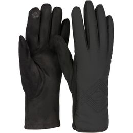 Fleecehandschuhe styleBREAKER "Touchscreen Handschuhe Zick-Zack bestickt", Damen, schwarz, Obermaterial: 50% Viskose CV. 50% Polyester PES., Modisch, Handschuhe