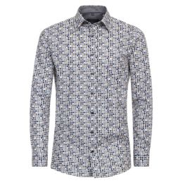 Langarmhemd Casamoda "Casamoda Freizeithemd Print", Herren, Gr. M, Normalgr&ouml;&szlig;en, blau (mittelblau), 100% Baumwolle, bedruckt, comfort fit, Hemden