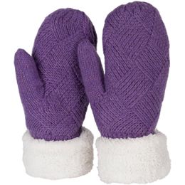 F&auml;ustlinge styleBREAKER "Strickhandschuhe F&auml;ustlinge mit Rauten Muster und Fleece", Damen, lila (violett), Obermaterial: 100% Polyacryl PAN., Modisch, Handschuhe F&auml;ustlinge