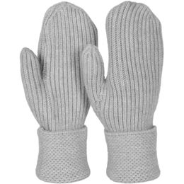 F&auml;ustlinge styleBREAKER "Strick F&auml;ustlinge mit gemustertem Bund", Damen, grau (hellgrau), Obermaterial: 100% Polyacryl PAN., Modisch, Handschuhe F&auml;ustlinge