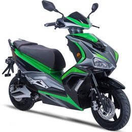 E-Motorroller Gt Union "e-Striker 45", schwarz (schwarz, gr&uuml;n, schwarz), Elektromotorroller, 45 km/h, Bosch-Motor, B:72cm H:118cm L:184cm
