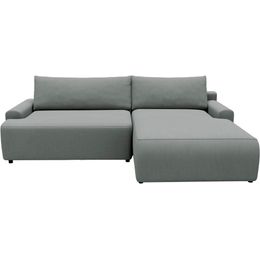Ecksofa Trendmanufaktur "Prag, Schlafsofa mit Bettkasten, Couch in L-Form, Breite 253 cm", grau, B:253cm H:82cm T:167cm, 95%Polyester, 5%Polyamide, Sofas, Ecksofa, in feinem Strukturstoff, grau, Recamiere rechts