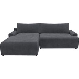 Ecksofa Trendmanufaktur "Prag, Schlafsofa mit Bettkasten, Couch in L-Form, Breite 253 cm", dunkelgrau, B:253cm H:82cm T:167cm, 92%Polyester, 8%Polyamide, Sofas, Ecksofa, in Cordstoff HYPER, dunkelgrau, Recamiere links