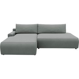 Ecksofa Trendmanufaktur "Prag, Schlafsofa mit Bettkasten, Couch in L-Form, Breite 253 cm", grau, B:253cm H:82cm T:167cm, 95%Polyester, 5%Polyamide, Sofas, Ecksofa, in feinem Strukturstoff, grau, Recamiere links