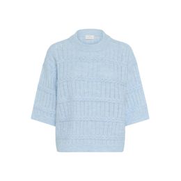 Strickpullover Kaffe "Strickpullover KAmonia", Damen, Gr. L, blau (powder blau melange), Obermaterial: 78% Polyester PES. 13% Polyacryl PAN. 6% Wolle mw. 3% Elasthan EL., Pullover Strickpullover