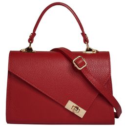 Henkeltasche CLUTY, Damen, Gr. B/H/T: 24cm x 16cm x 10cm onesize, rot, Leder, leicht gl&auml;nzend, unifarben, Taschen, echt Leder, Made in Italy