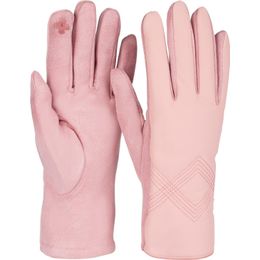 Fleecehandschuhe styleBREAKER "Touchscreen Handschuhe Zick-Zack bestickt", Damen, rosa (rose), Obermaterial: 50% Viskose CV. 50% Polyester PES., Modisch, Handschuhe