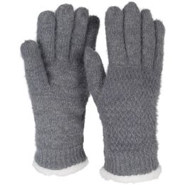 Strickhandschuhe styleBREAKER "Strickhandschuhe mit Reiskornmuster und Fleece", Damen, grau, Modisch, Handschuhe