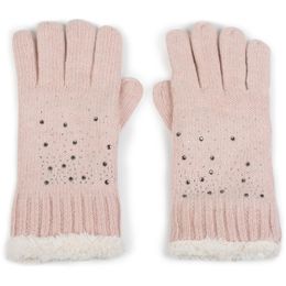 Strickhandschuhe styleBREAKER "Strickhandschuhe mit Strass und Fleece", Damen, rosa (rose), Obermaterial: 65% Polyacryl PAN. 35% Wolle WO., Modisch, Handschuhe