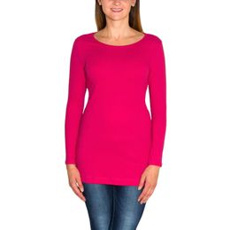 Langarmshirt ALKATO "Damenshirt Alkato Damen Langarm Longshirt Langarmshirt", Damen, Gr. L, lila (amarant), Obermaterial: 92% Baumwolle CO. 8% Elasthan EL., Shirts Langarmshirt