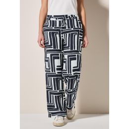 Stoffhose Cecil, Damen, Gr. L, L&auml;nge 30, blau (universal blau), Stoff, 88% Viskose, 12% Nylon, bedruckt, loose fit lang, Hosen Stoffhose, High Waist