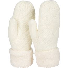 F&auml;ustlinge styleBREAKER "Strickhandschuhe F&auml;ustlinge mit Rauten Muster und Fleece", Damen, wei&szlig; (creme, wei&szlig;), Obermaterial: 100% Polyacryl PAN., Modisch, Handschuhe F&auml;ustlinge