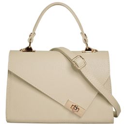 Henkeltasche CLUTY, Damen, Gr. B/H/T: 24cm x 16cm x 10cm onesize, beige, Leder, leicht gl&auml;nzend, unifarben, Taschen, echt Leder, Made in Italy