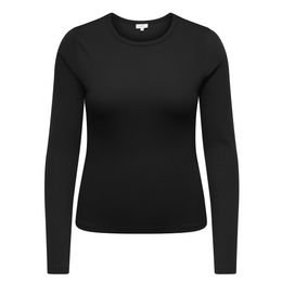 Langarmshirt Only CARMAKOMA "CARVAL L/S O-NECK TOP JRS NOOS", Damen, Gr. L, schwarz, Jersey, Obermaterial: 95% Baumwolle, 5% Elasthan, unifarben, regular fit normal, Rundhals, Shirts Langarmshirt, Baumwollmischung, regular fit