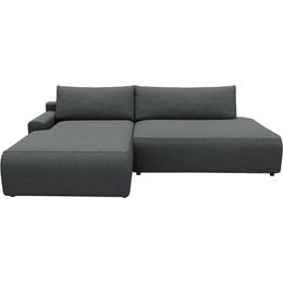 Ecksofa Trendmanufaktur "Prag, Schlafsofa mit Bettkasten, Couch in L-Form, Breite 253 cm", anthrazit, B:253cm H:82cm T:167cm, 95%Polyester, 5%Polyamide, Sofas, Ecksofa, in feinem Strukturstoff, anthrazit, Recamiere links