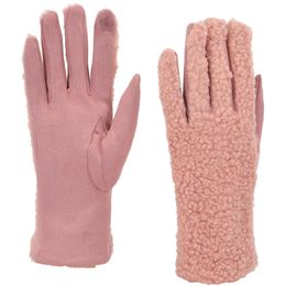 Fleecehandschuhe styleBREAKER "Touchscreen Handschuhe mit Teddypl&uuml;sch", Damen, rosa (rose), Obermaterial: 10% Elasthan EL. 90% Polyester PES., Modisch, Handschuhe