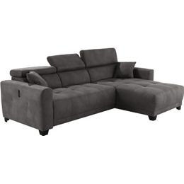 Jockenh&ouml;fer Ecksofa JOCKENH&Ouml;FER GRUPPE "Cremona L-Form, B: 263 cm, mit 30 cm elektr. Sitztiefenverstellung", anthrazit 415, 09, B:263cm T:115cm, Korpus: 100% Polyester;Kissen: 100% Polyester, Sofas, Ecksofa, 140kg Belastbarkeit je Sitz, Kopfteilverstellung & USB-Anschluss
