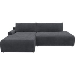 Ecksofa Trendmanufaktur "Prag, Schlafsofa mit Bettkasten, Couch in L-Form, Breite 253 cm", dunkelgrau, B:253cm H:82cm T:167cm, 92%Polyester, 8%Polyamide, Sofas, Ecksofa, in Cordstoff HYPER, dunkelgrau, Recamiere links