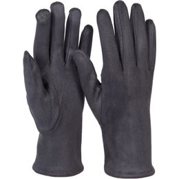 Fleecehandschuhe styleBREAKER "Einfarbige Touchscreen Handschuhe Ziern&auml;hte", Damen, grau (dunkelgrau), Obermaterial: 5% Elasthan EL. 95% Polyester PES., Modisch, Handschuhe