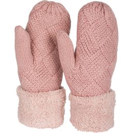F&auml;ustlinge styleBREAKER "Strickhandschuhe F&auml;ustlinge mit Rauten Muster und Fleece", Damen, rosa (altrose), Obermaterial: 100% Polyacryl PAN., Modisch, Handschuhe F&auml;ustlinge