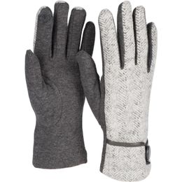 Fleecehandschuhe styleBREAKER "Touchscreen Handschuhe Fischgr&auml;t Muster", Damen, grau (dunkelgrau), Obermaterial: 50% Viskose CV. 50% Polyester PES., Modisch, Handschuhe