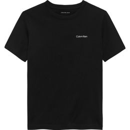 T-Shirt Calvin Klein Jeans "SMALL CHEST INST.LOGO SS T-SHIRT", M&auml;dchen, Gr. 16 (176), pvh schwarz, Single Jersey, Obermaterial: 100% Baumwolle, unifarben, regular fit normal, Rundhals, eingesetzt abgesteppte Kante, Shirts T-Shirt, Regular fit, Logoschriftzug