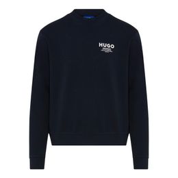 Sweatshirt Hugo "Nespon", Herren, Gr. L, blau (dunkelblau405), Sweatware, Obermaterial: 100% Baumwolle, unifarben, regular fit normal, Rundhals, B&uuml;ndchen, Sweatshirts Sweatshirt, Rundhalsausschnitt, Regular Fit, reine Baumwolle