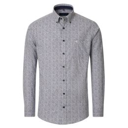 Langarmhemd Casamoda "Casamoda Freizeithemd Print", Herren, Gr. L, Normalgr&ouml;&szlig;en, blau (hellblau), 100% Baumwolle, bedruckt, comfort fit, Hemden