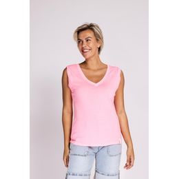 Shirttop Zhrill "ASHI Tank Top", Damen, Gr. L, pink, Jersey, Obermaterial: 100% Baumwolle, unifarben, normal h&uuml;ftbedeckend, V-Ausschnitt, Tops Shirttop, normale Passform, &auml;rmellos, aus Baumwolle, h&uuml;ftbedeckende L&auml;nge