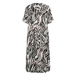 Midikleid Cream "Kleid CRBellis", Damen, Gr. L-XL, N-Gr, schwarz, wei&szlig; animal, Obermaterial: 100% Leinen LI., Kleider Midikleid