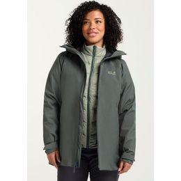 3-in-1-Funktionsjacke Jack Wolfskin "ICECAPE 3IN1 DOWN JKT W RDS", Damen, Gr. L (42/44), gr&uuml;n (slategr&uuml;n), Obermaterial: 100% Polyester. Futter: 100% Polyester. Innenjacke: 100% Polyester. F&uuml;llung: 90% Entendaune, 10% sonstige Fasern, Jacken