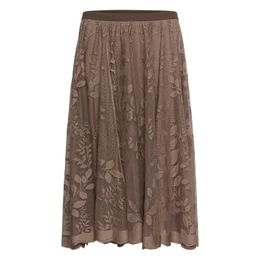 Midirock Cream "Rock CRLuanna", Damen, Gr. S/M, grau (deep taupe), Obermaterial: 100% Polyester PES., R&ouml;cke