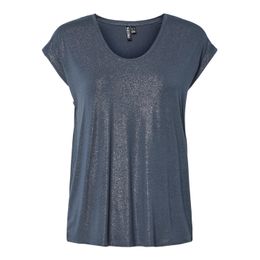Pieces Damen Kurzarmshirt "PCALICE SS GLITTER TEE JRS NOOS BC"ombre blau detail:glitter silber, Gr. L, Jersey, Obermaterial: 95% Viskose, 5%