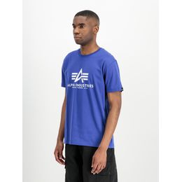 T-Shirt Alpha Industries "Basic T-Shirt", Herren, Gr. L, galactic blau, Single Jersey, Obermaterial: 100% Baumwolle, bedruckt, regular fit normal, Rundhals, normaler Saum, Shirts T-Shirt, Baumwolle, regular fit, Topseller