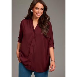 Longbluse LAURA SCOTT CURVE "Gro&szlig;e Gr&ouml;&szlig;en", Damen, Gr. 42, bordeaux, Web, Obermaterial: 100% Viskose, unifarben, Basic, figurumspielend, V-Ausschnitt, Blusen Longbluse, im Tunika Stil aus weicher Viskose