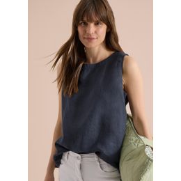 Blusentop Cecil, Damen, Gr. XXL (46), volcanic grau, Web, 100% Leinen, unifarben, klassisch normal, Rundhals, normaler Saum, Blusen Blusentop, aus Leinen