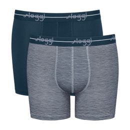 Boxershorts Sloggi "men Start", Herren, Gr. 4, blau, light combination, Single Jersey, Obermaterial: 96% Baumwolle, 4% Elasthan, k&ouml;rpernah, Unterhosen, ohne Eingriff, extra weiches Taillenband, Single-Jersey Qualit&auml;t